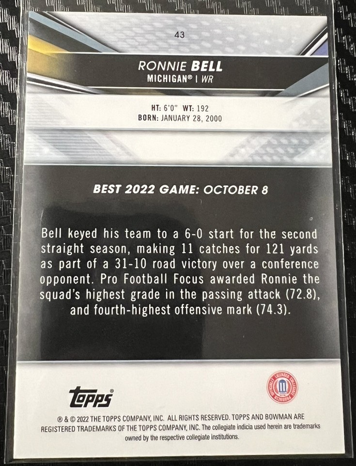 2022 Bowmans Best University Ronnie Bell #43 Michigan | eBay