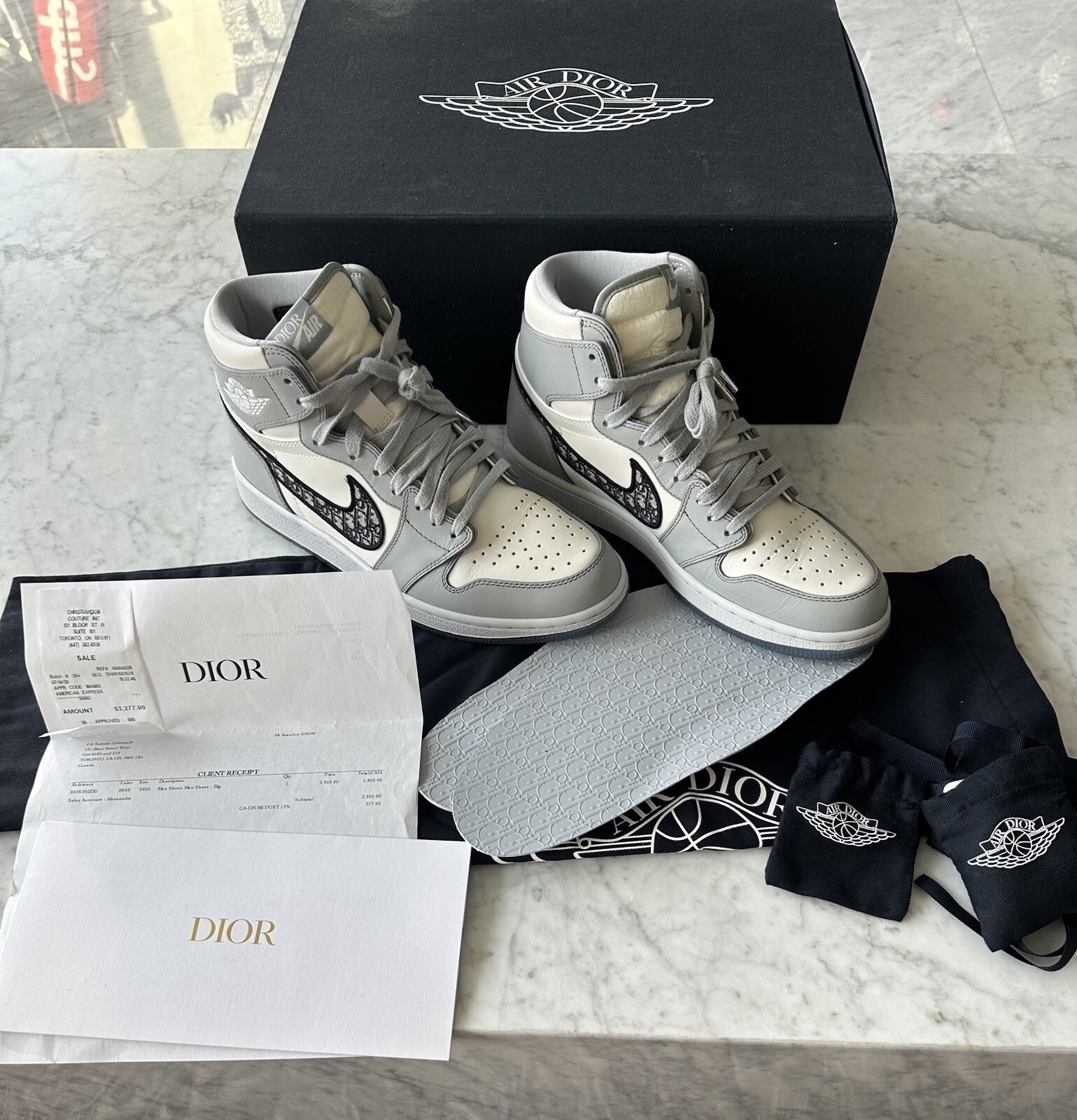 Dior x Air Jordan 1 High Christian Dior Nike Air Sz 9.5 42.5 Box Extras ...