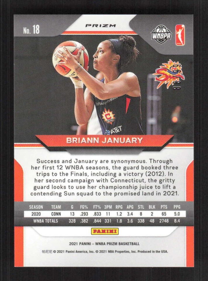 Briann January SN 2021 Panini Prizm WNBA Premium Scope /99 Connecticut ...