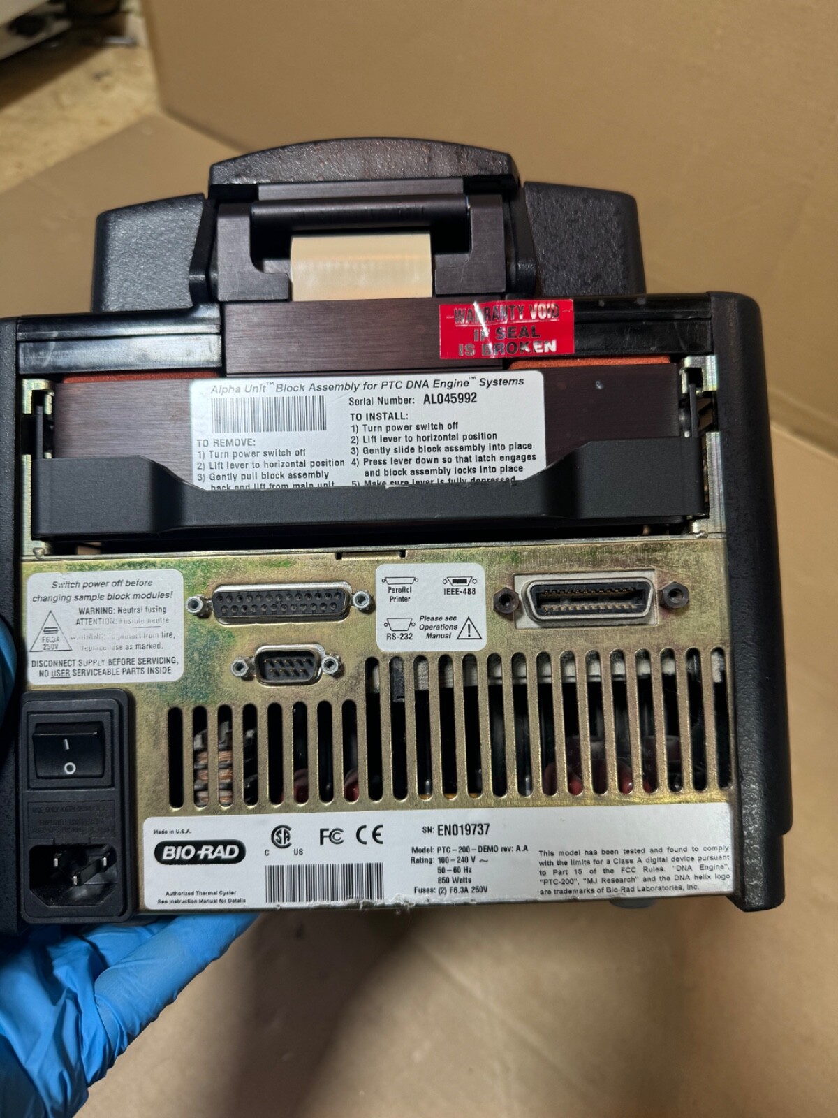 MJ Research Bio-Rad PTC-200 Thermal Cycler 96-Well Gradient DNA Engine ...