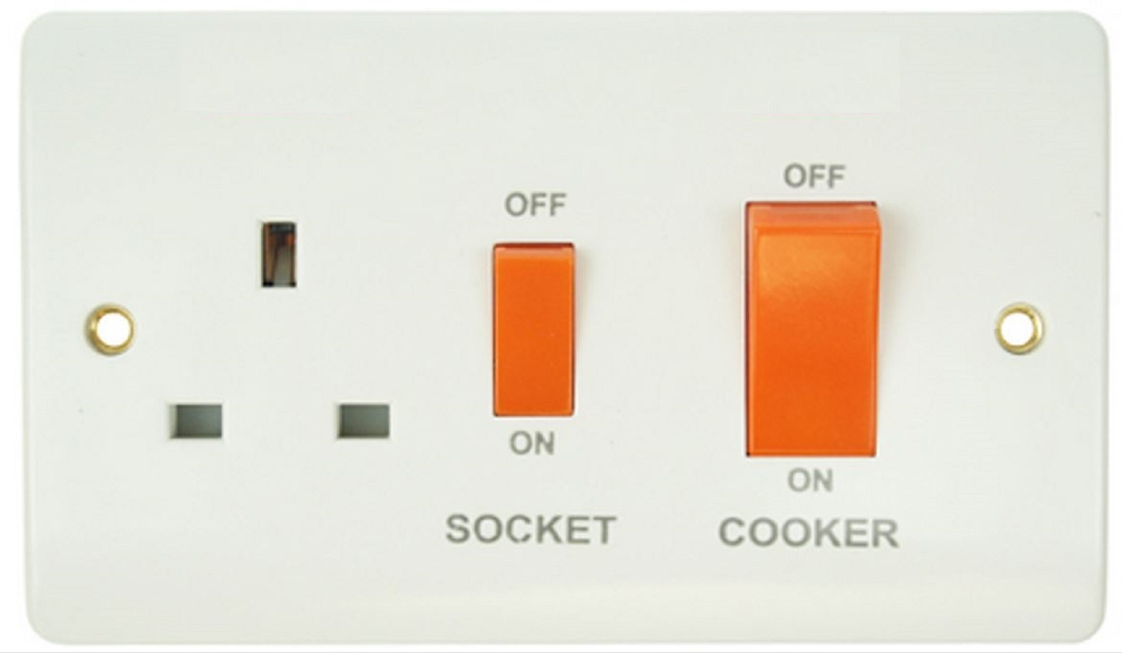 Click Mode 45A Cooker Switch With 13A Switched Socket Outlet Scolmore ...