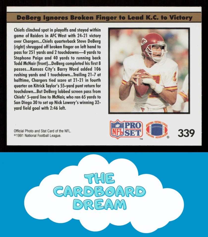 Chiefs Clinch Playoff Berth 1991 Pro Set #339 Kansas City Chiefs | eBay