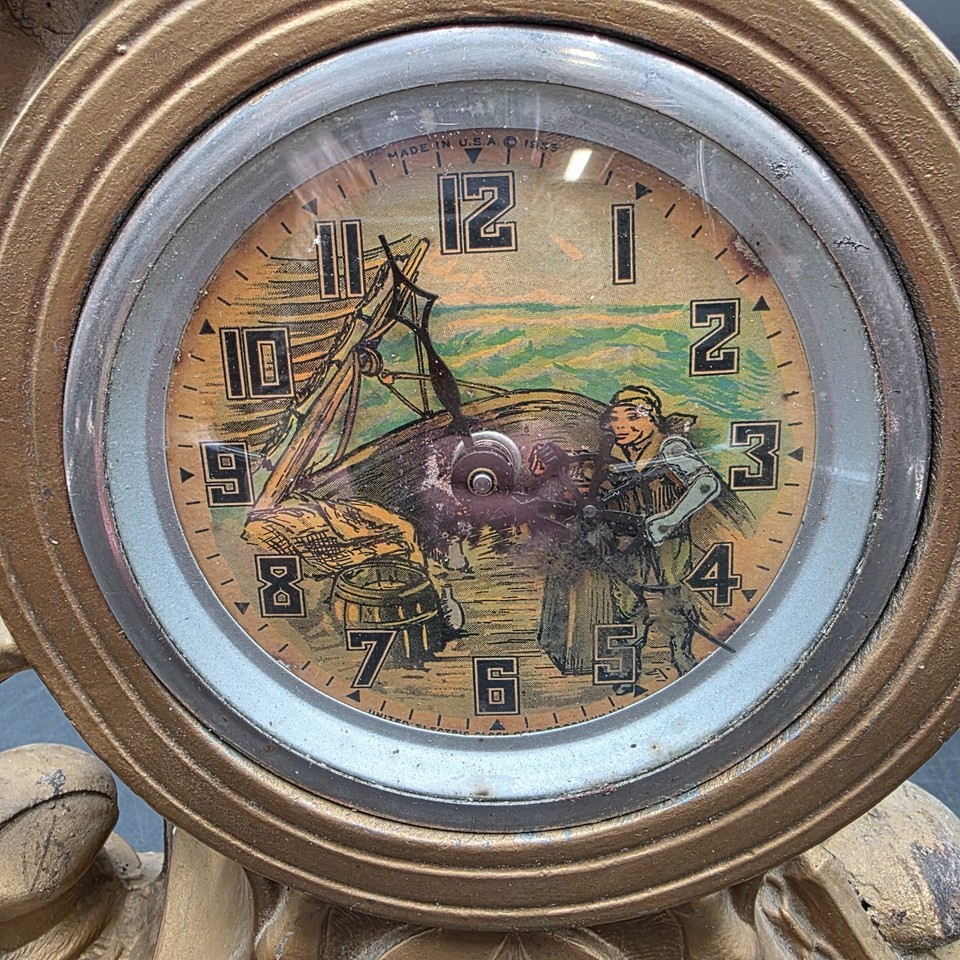Vintage 1930s Metal FDR "MAN OF THE HOUR" Sailor Animated Clock for ...