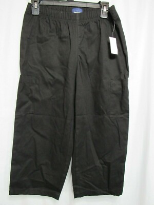 New Basic Editions Capri Pants Size M Black Elastic Waist Pockets ...