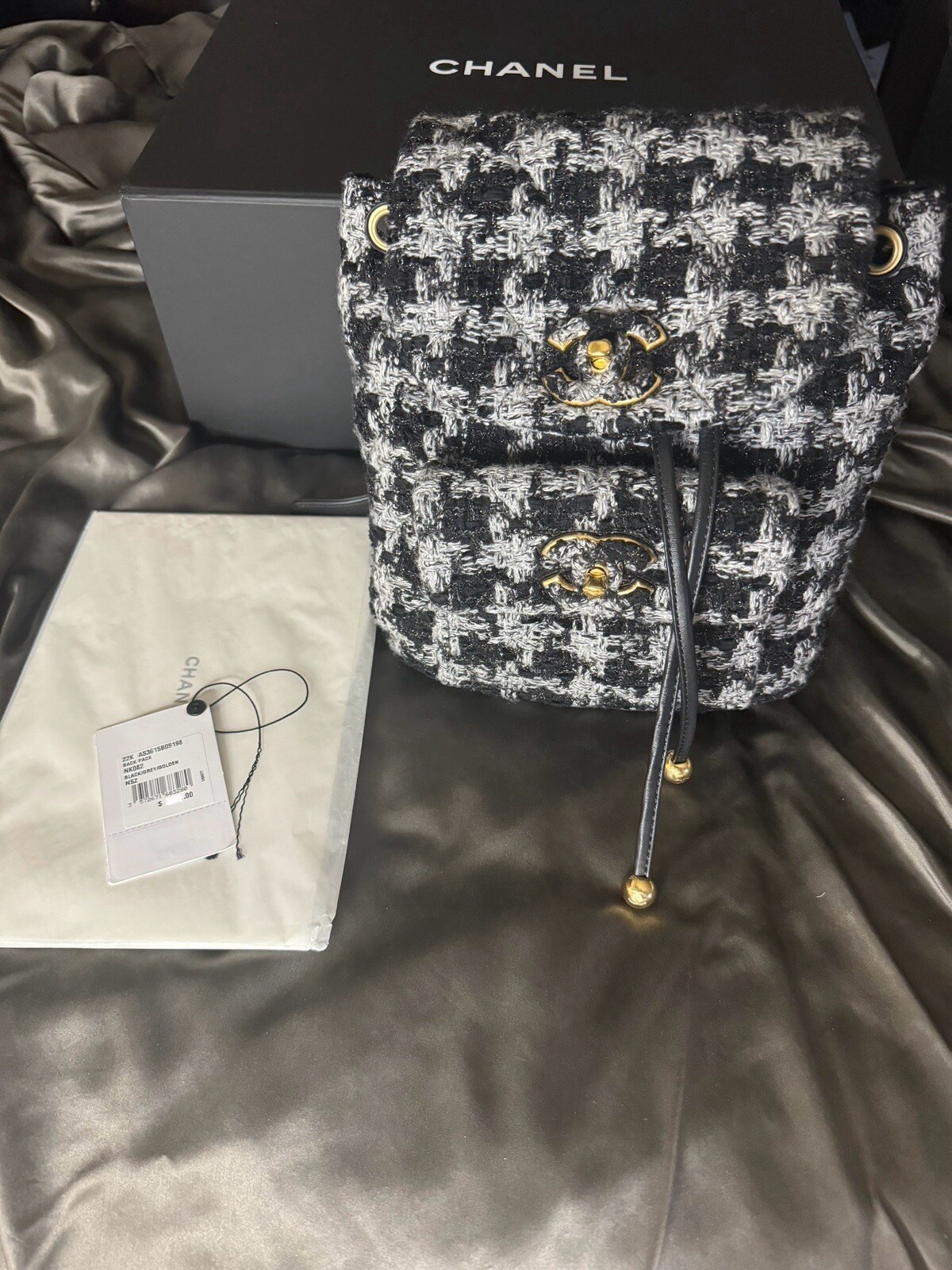 Authentic CHANEL DUMA Tweed Backpack - Gem