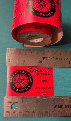 SCCA TECH INSPECTION VINTAGE ORIGINAL DECAL STICKER - SPORT CAR CLUB OF ...