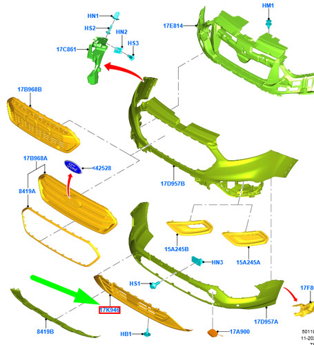 Genuine Ford TRANSIT Custom Front Lower Grille 18 2211153 for sale ...