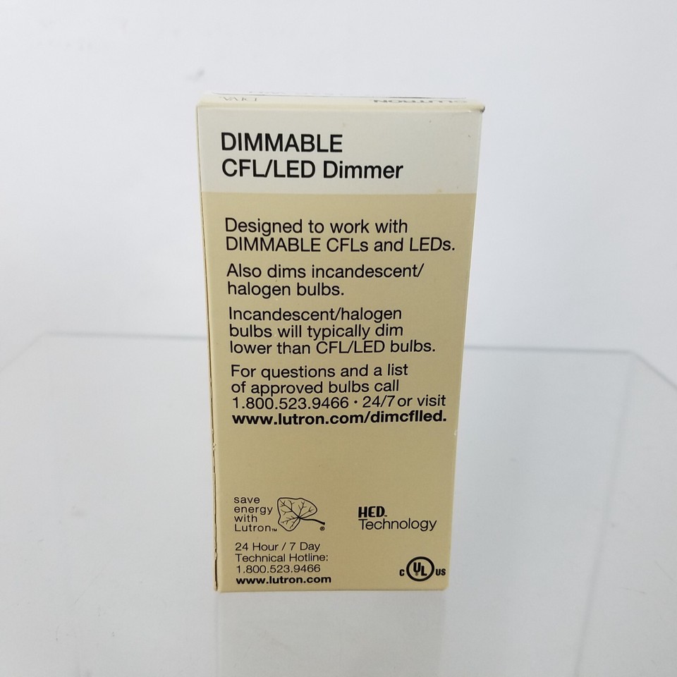 Lutron Diva 150W Dimmer Switch DVCL-153P-WH Dimmable LED/CFL Bulbs ...