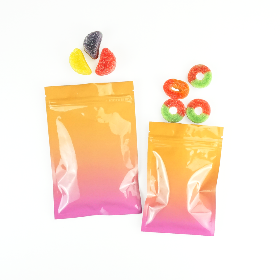 100pc Glossy Ombre Color Flat Smell Proof Resealable Food Snacks ...