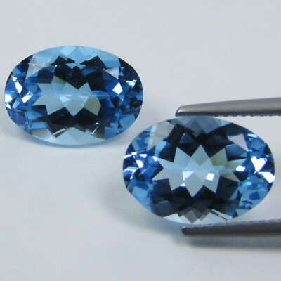 12.90Cts Attractive Natural Sky Blue Topaz Oval Shape Matching Pair Gem ...