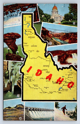 Vintage Postcard Idaho State Map Multiview Kropp Co. Q30 | eBay