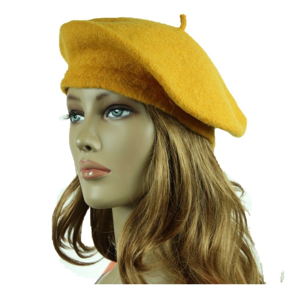Unisex Wool French Beret Hat Classic Artist Hats Casual Plain Beanie ...