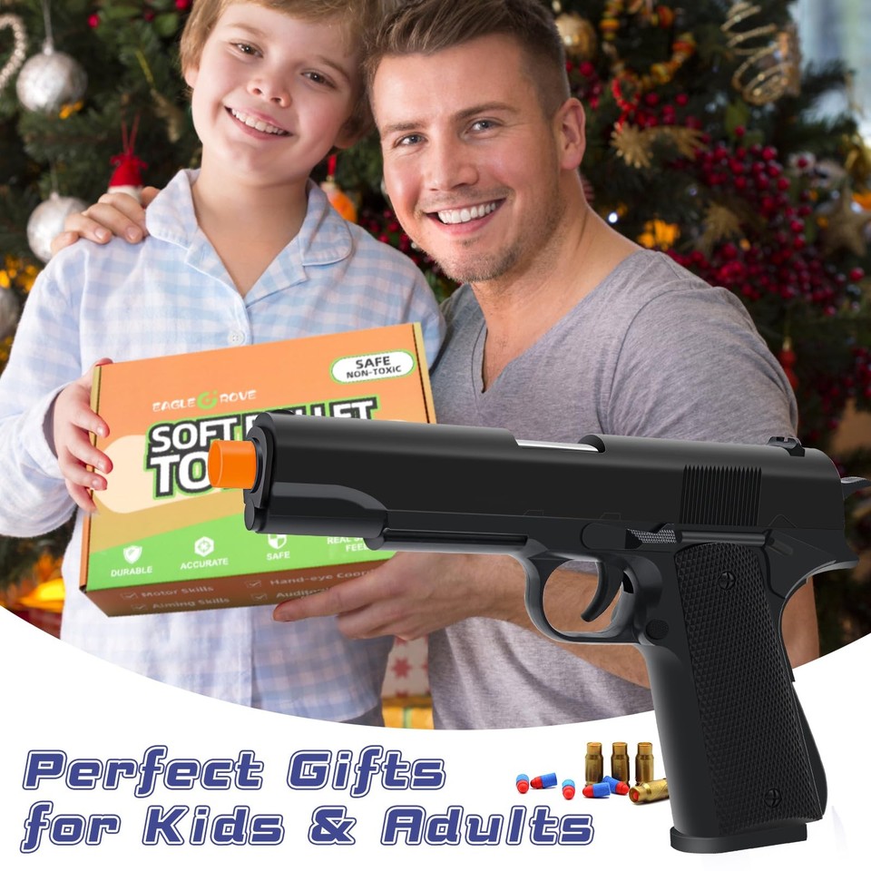 EagleGrove Toy Gun with 50 Foam Bullets Soft Bullet Toy Guns with Shell ...