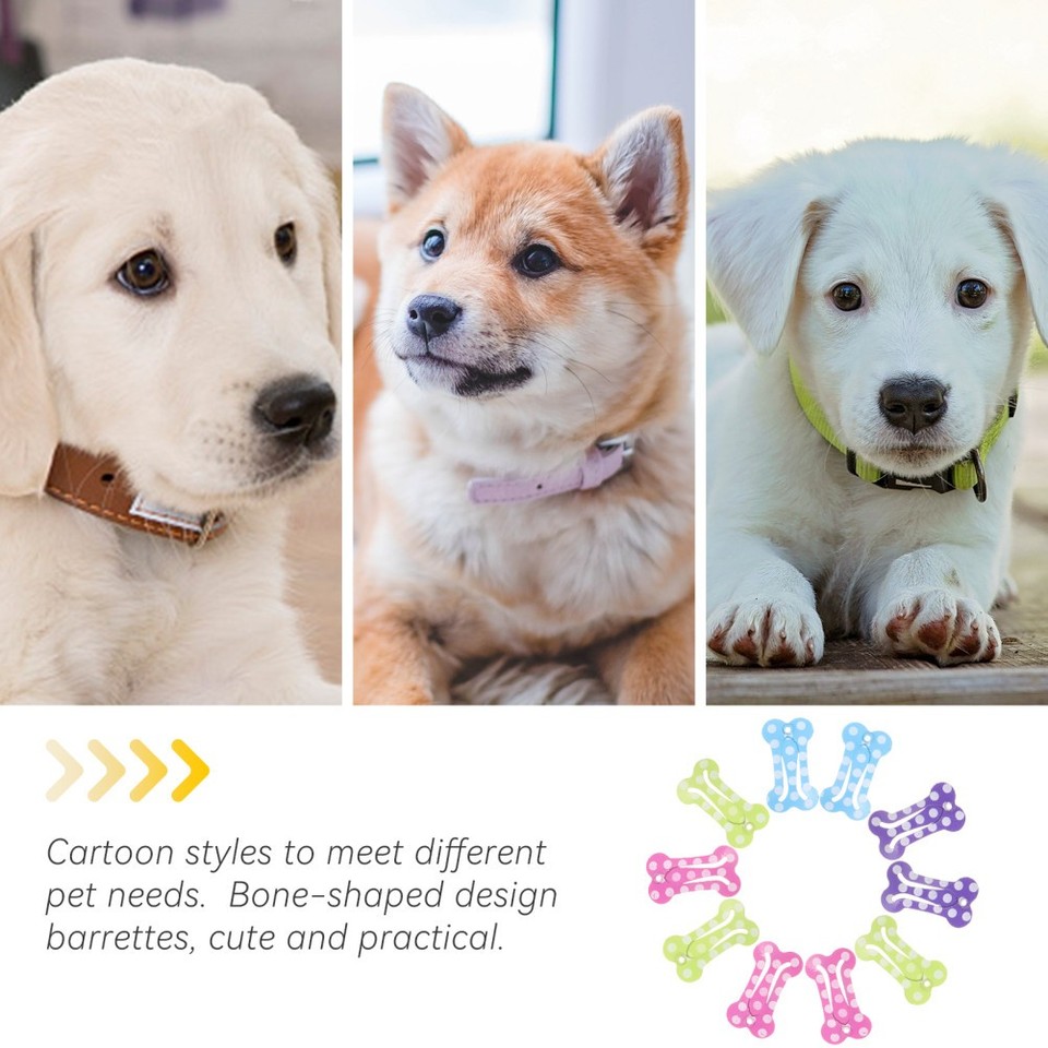 20 Pcs Metal Snap Pet Hair Clips Bone Design Dog Hair Barrettes | eBay ...