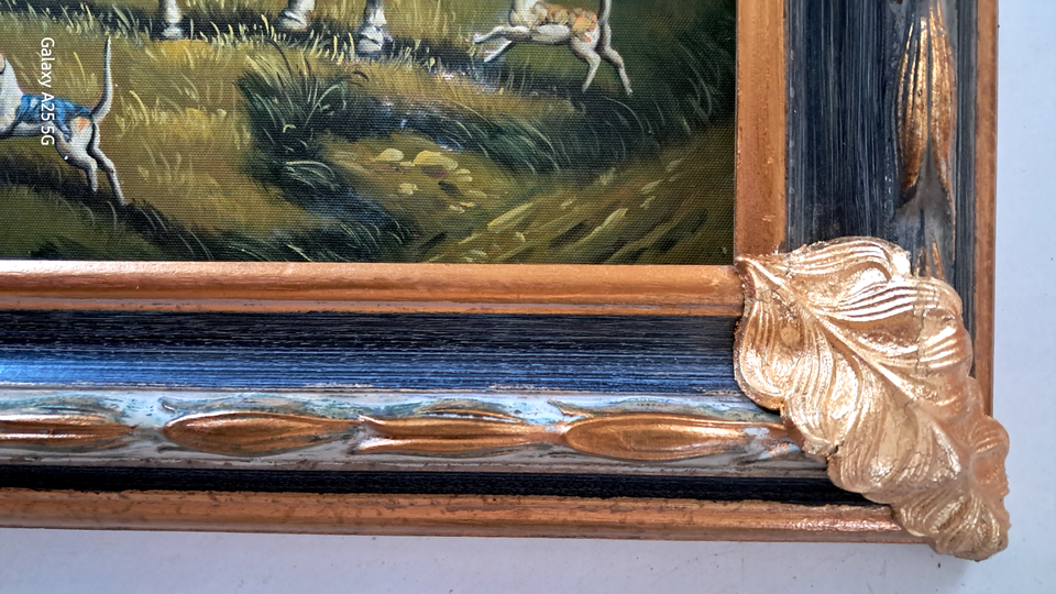 Square Hunting Painting On Tela Gold Leaf Frame + Friezes MIS.EST.45X55 ...