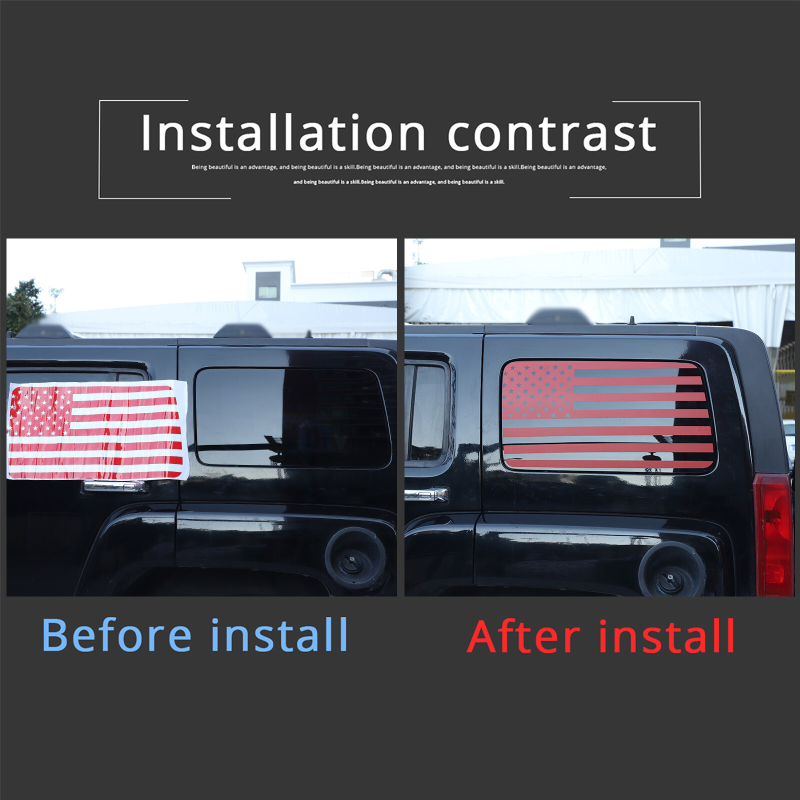 Red PVC Rear Window Side Trim Sticker (US Flag) Fits For Hummer H3 | eBay