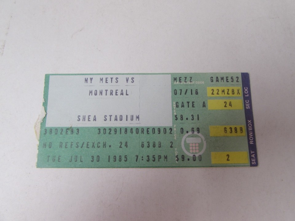 July 30, 1985 New York Mets Official Score Book vs Montreal Expos ...