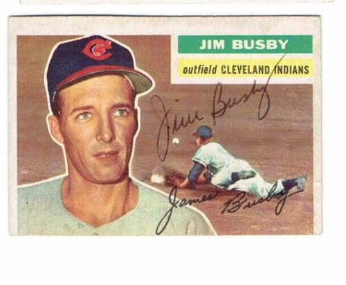 1956 Topps #330 JIM BUSBY Autographed Baseball Card Cleveland Indians ...