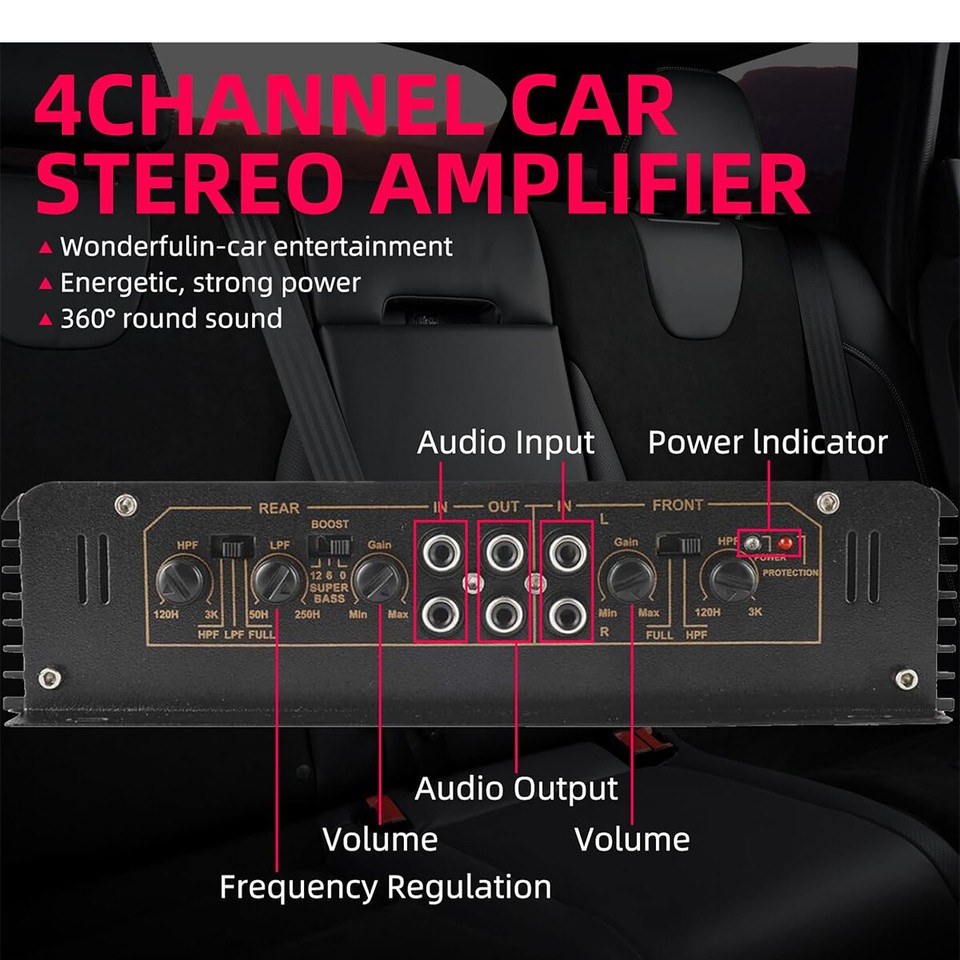 4500W Watt 4 Channel Car Truck Amplifier Stereo Audio Speaker Amp ...
