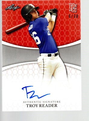 2022 Leaf Perfect Game National Showcase Auto Orange BA-TR2 Troy Reader ...