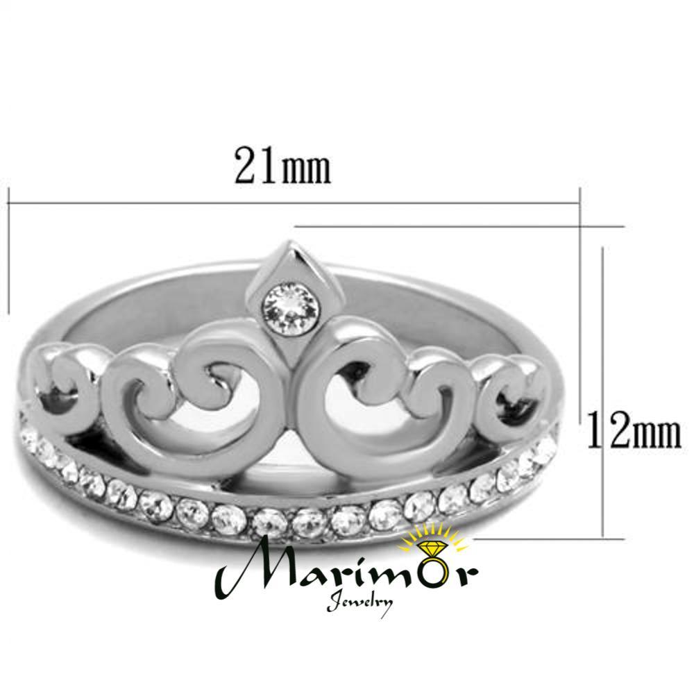 Princess Royalty Crystal Crown Silver Stainless Steel Fashion Ring ...