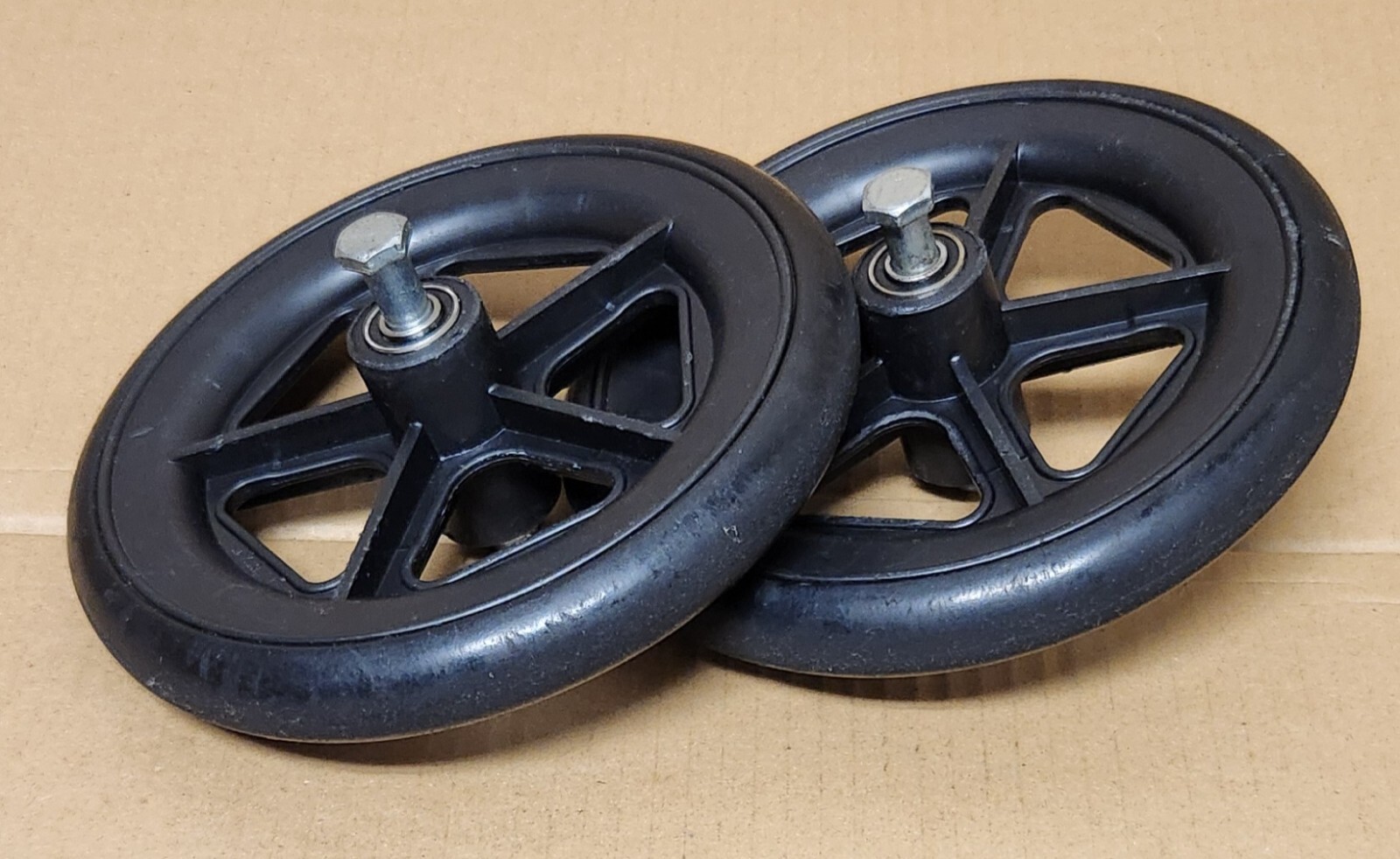 Manual Wheelchair Pair of 8” Casters with Bolts/ Lock Nuts 7/16 bearing ...