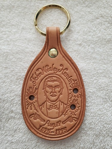 Vintage 1990s Leather Hand Tooled John Wesley Hardin Keychain Never ...