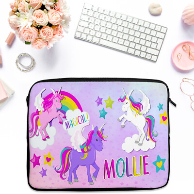 Personalised Unicorn Tablet Sleeve Laptop iPad Case Zip Pouch Bag Girls ...