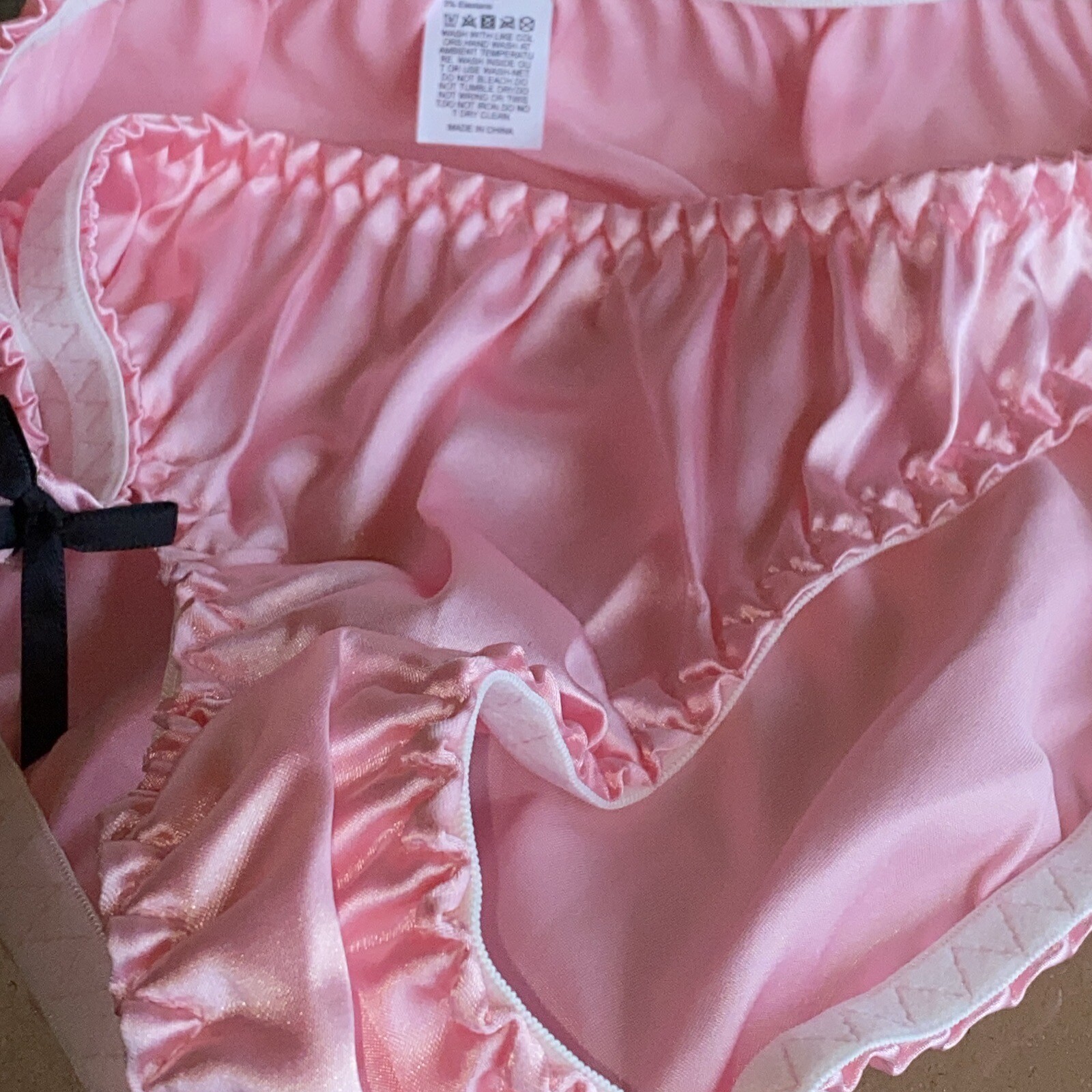 Enchanting Sexy L Bikini Satin Glossy Pink Sissy Pant… - Gem