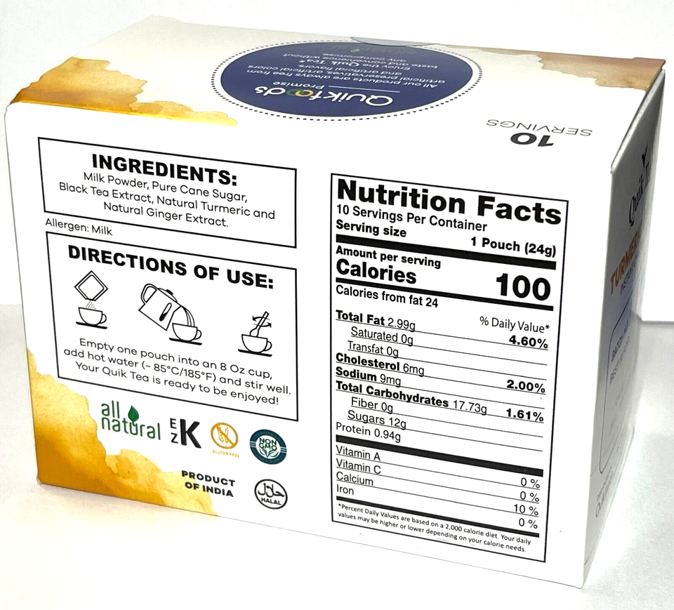 Quik Tea Turmeric Ginger Instant Chai Tea Latte exp jun.2026 | eBay