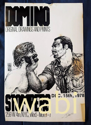 Original 1978 STOMPERS NYC Signed DOMINO 12x18" vtg leather men ...