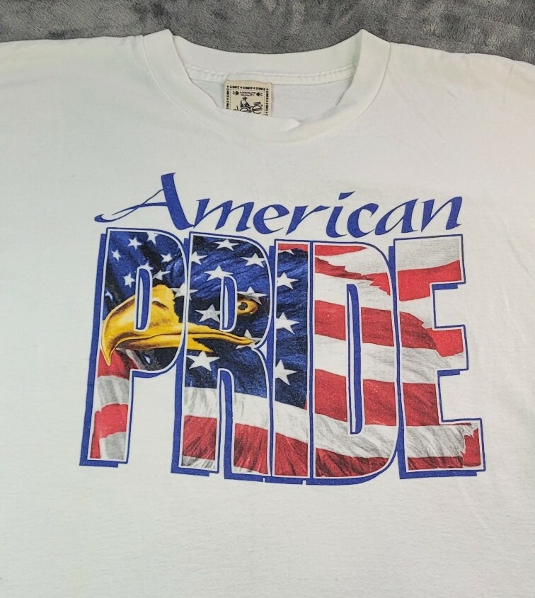 Vtg 90s American Pride Eagle Flag USA Single Stitch M… - Gem