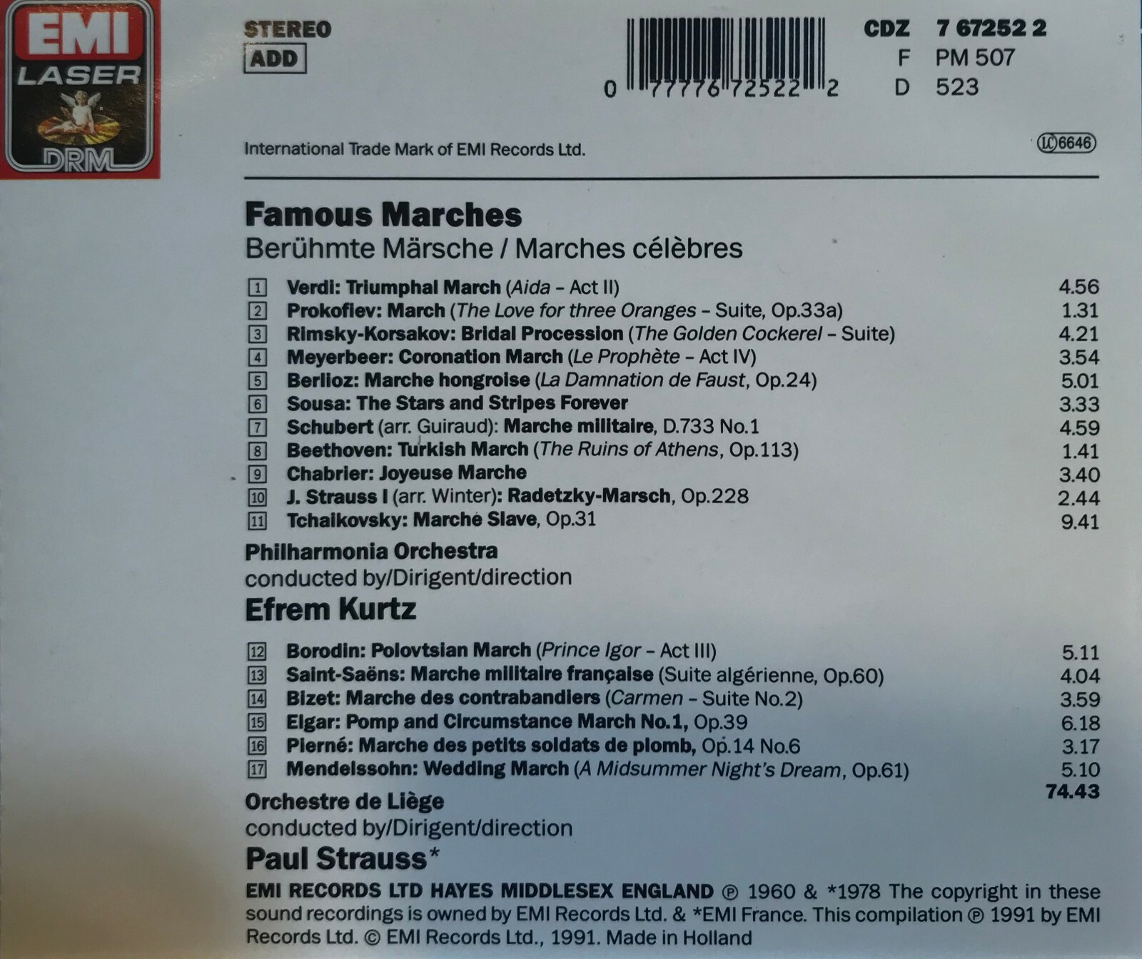 Famous Marches: Marches Celebres Beruhmte Marsche (CD EMI 1991 Holland ...