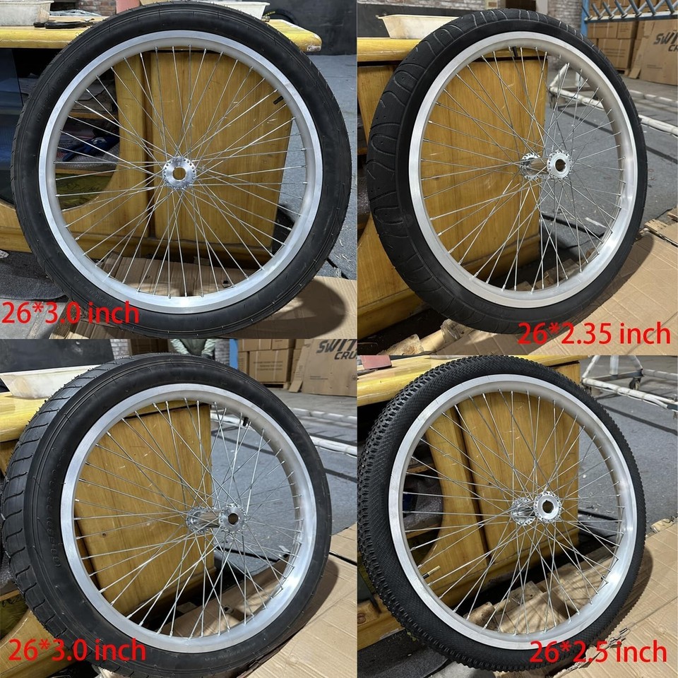 26* 2.35-3.5" Spoke Wheel set 100 *135mm 12G, Double Layer Alum Alloy ...