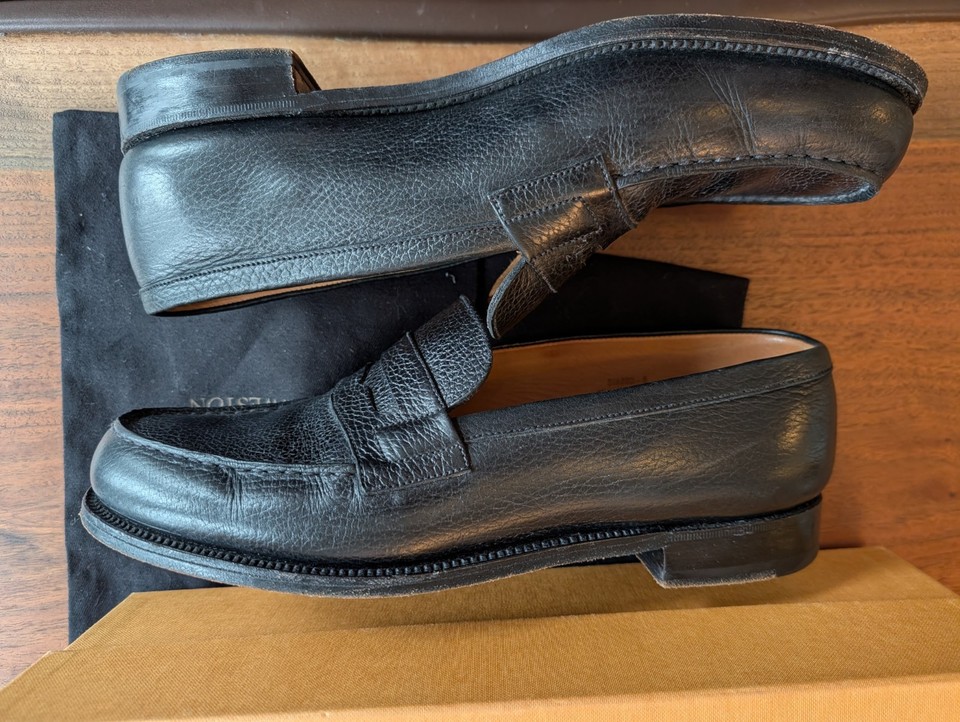 J.M. Weston 180 Grained Men's Loafer in Black (Size 8C, approx 9 / 9.5 ...