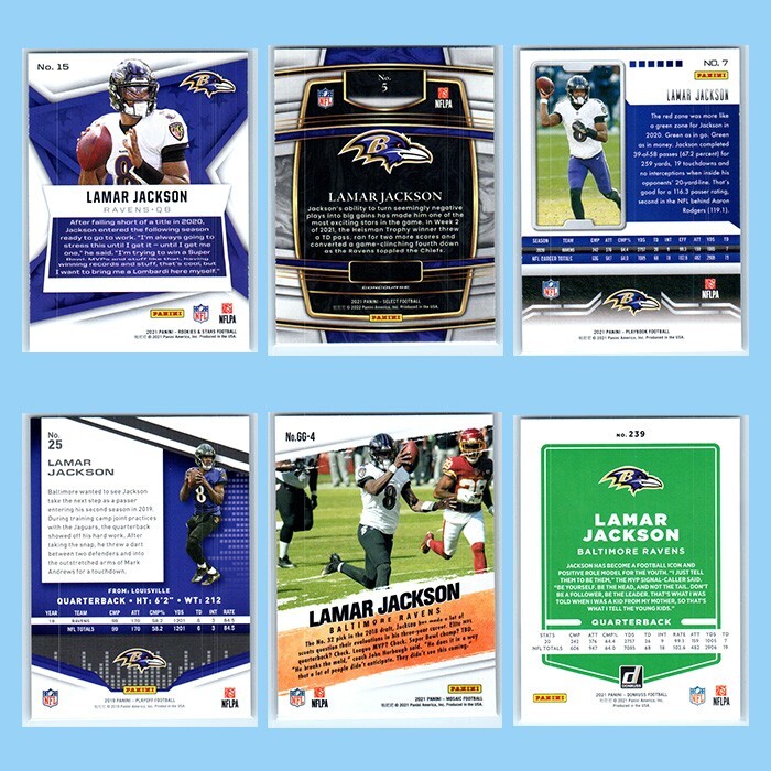Lot of 6 Lamar Jackson Football Cards Baltimore Ravens Louisville ...