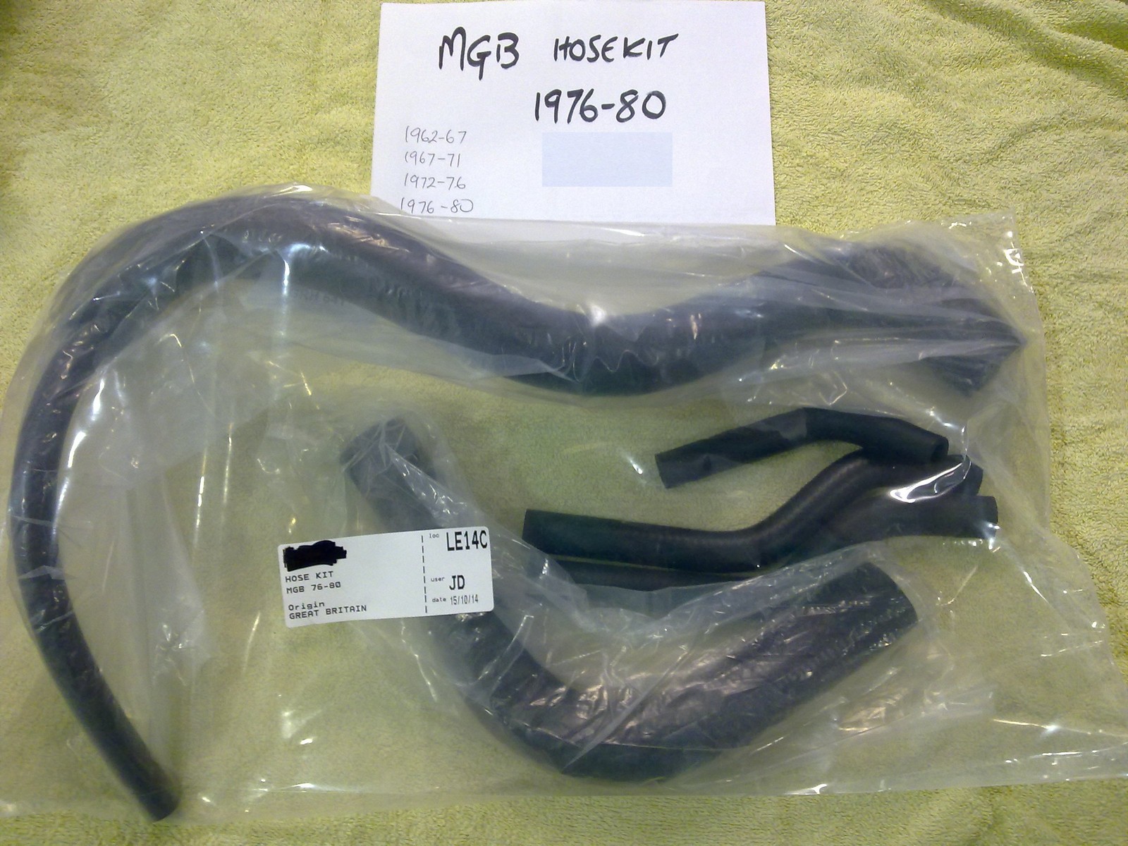 MGB 67-71 FULL SET RUBBER HOSES kit radiator hose cooling mga mg hk0004 ...