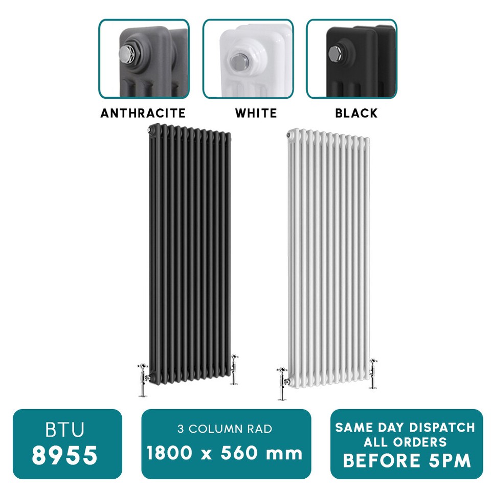 Anthracite White Black Traditional Cast Iron Style Radiator 2 3 4 ...
