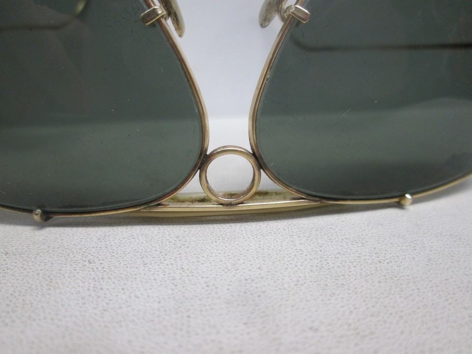 VINTAGE RAY BAN 12K GOLD FILLED SHOOTERS AVIATOR SUNGLASSES LEATHER ...