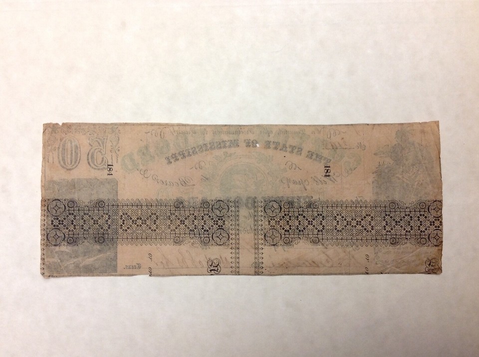 ~Extremely Rare 1862 $50 The State of MISSISSIPPI "Cotton Pledged" Note ...
