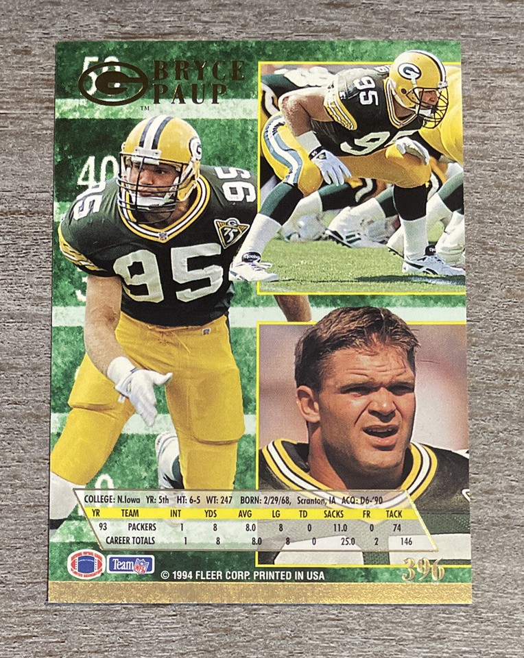 Bryce Paup 1994 Fleer Ultra Packers #396 *E410* | eBay