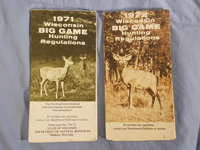 Vtg 1971 1972 Lot of 2 Wisconsin Big Game Hunting Regulations Booklet ...