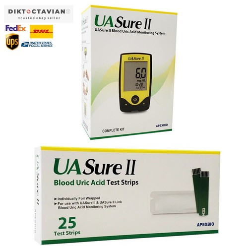 UASure II Uric Acid Test Strips. UA Sure Box of 25 Original Brand New ...