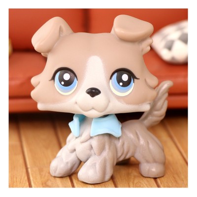 Mini Pet Shop LPS Grey Brown Collie #37 Dog Blue Eyes Figure Puppy Kids ...