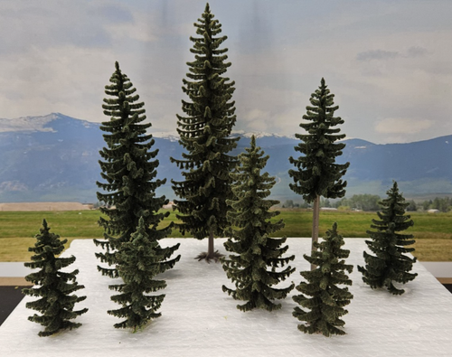 Busch (Germany) HO/TT Scale Scenery - Eight Premium Spruce Forest Trees ...