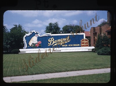 Billboard Sign Banquet Milk Ice Cream 35mm Slide 1950s Red Border ...