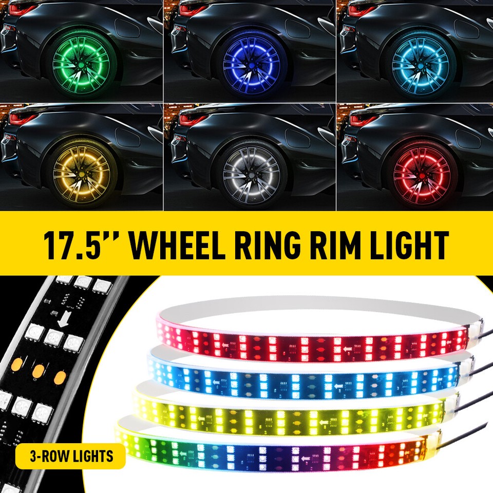 4x 17.5'' RGB Wheel Ring Lights LED Light Car Rim Lights Bluetooth APP ...