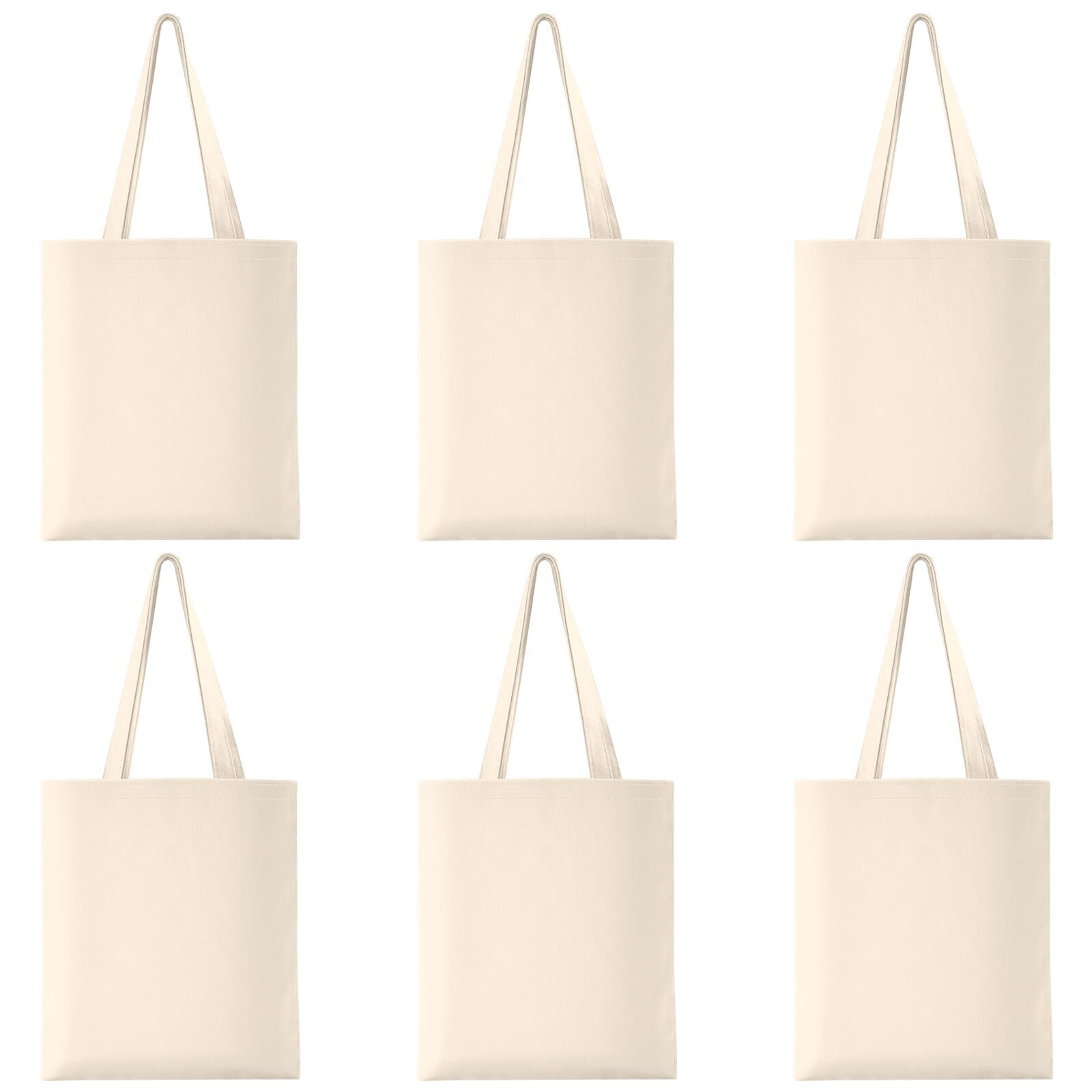 6 Pack Cotton Tote Bag Blank Canvas Bag Reusable Grocery Shopping Bags ...