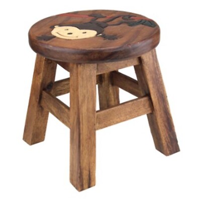 Kids Wooden Stool Monkey Children Cross Bar Chair Boys and Girls ...