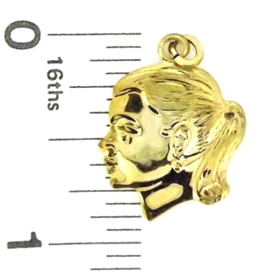 Charm JMS GIRL'S HEAD profile Sterling Silver or Gold filled with pony ...